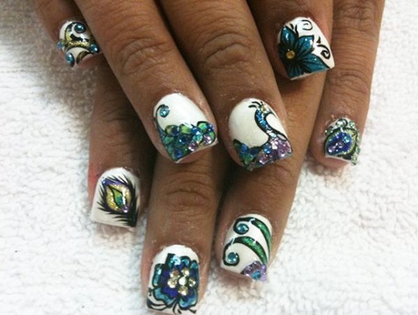 50 Peacock Nail Art Design Ideas